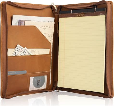 Calfinder A4 Leather Writing Case Thin Conference Folder With A4