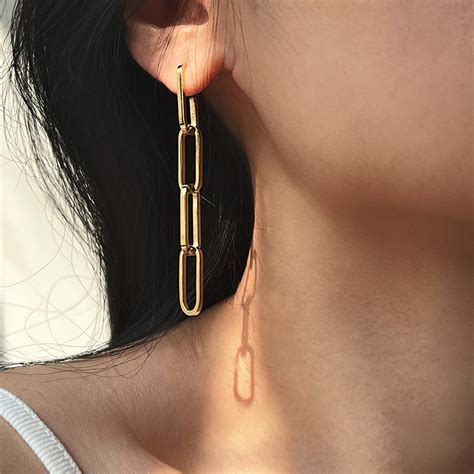 Link Chain Dangle Earrings Helloice