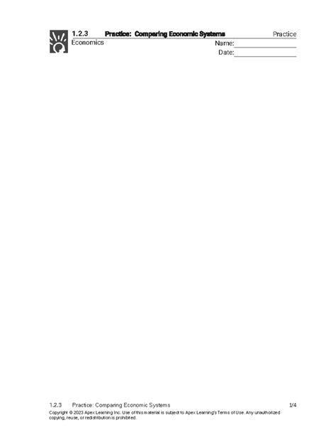 1 2 3 Practice Comparing Economic Systems Practice Practice Comparing Economic Systems 1