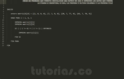 Arreglos Pseudocodigo Imprimir Datos Figura U Invertida Tutorias Co