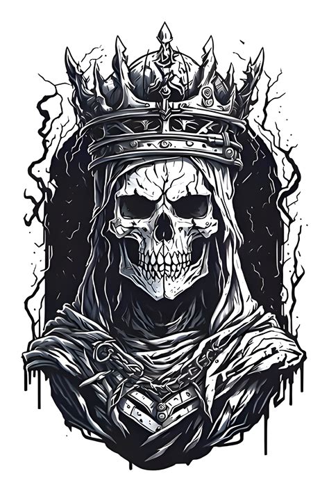 Black And White Skull King Unisex Streetwear Graphic T Shirt Goth