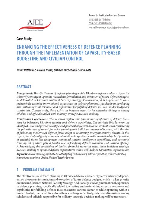 Pdf Enhancing The Effectiveness Of Defence Planning Through The Implementation Of Capability