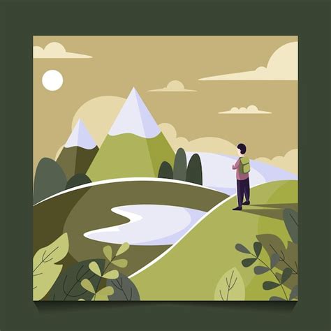 플랫 모험 소셜 미디어 게시물 템플릿 무료 벡터