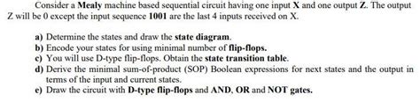Solved Consider A Mealy Machine Based Sequential Circuit