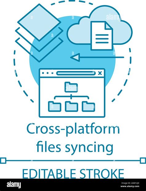 Cross Platform Files Synchronization Concept Icon Cloud Computing Remote Storage Idea Thin