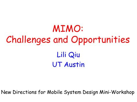 Ppt Mimo Challenges And Opportunities Powerpoint Presentation Free Download Id 6268374