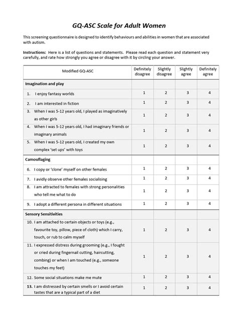 Gq Asc Modified For Adult Females Latest Calibri 1 Download Free Pdf