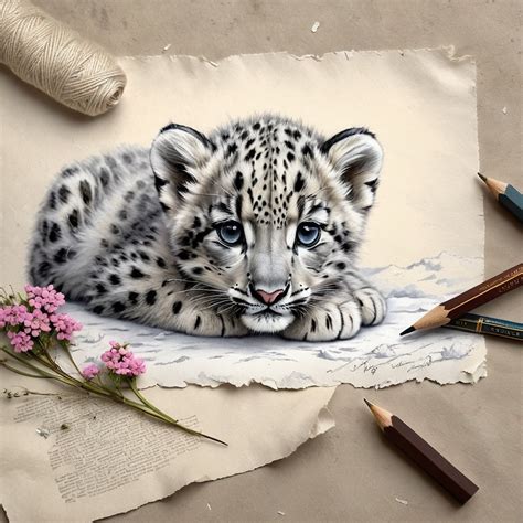 Snow Leopard Cub Drawing