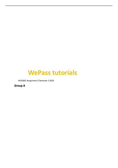 Aue2601 Assignment 2 Semester 2 2023 Group A Solutions Auditing