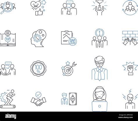 Combined Questioning Line Icons Collection Collaboration Integration Convergence Fusion