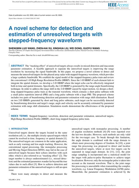 Pdf A Novel Scheme For Detection And Estimation Of Unresolved Targets