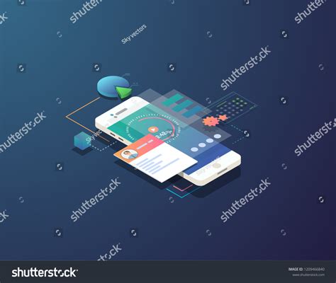 mobile time management concept isometric mobile stock vector royalty