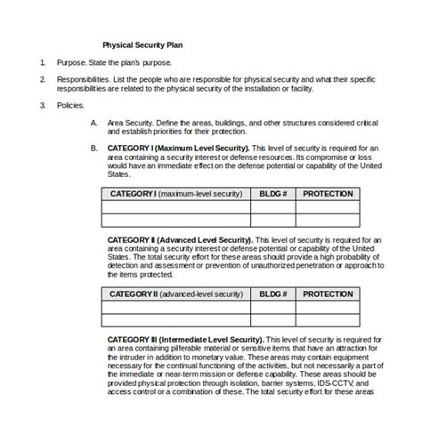 Facility Security Plan Template Williamson