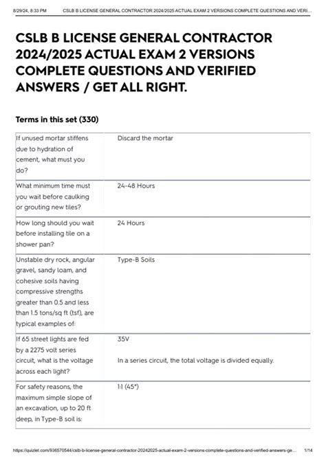 Cslb B License General Contractor 20242025 Actual Exam 2 Versions