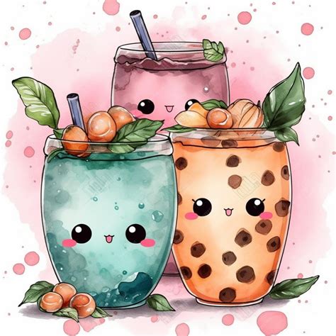 Premium Ai Image Watercolor Illustration Of A Cute Cartoon Drink With