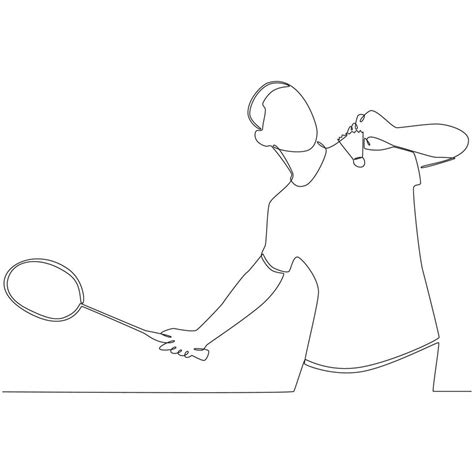 Badminton Player Continuous Line Drawing Vector Line Art 13997009