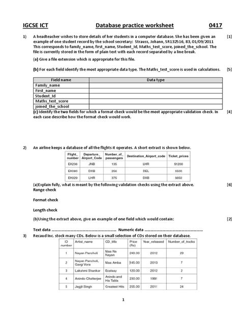 unit 18 databases theory question paper worksheet pdf databases