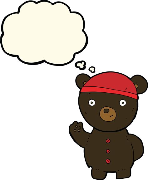 Cartoon Black Bear Cub With Thought Bubble 44925935 Png