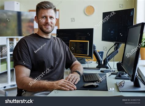 Portrait Smiling Software Developer Looking Camera Stock Photo Shutterstock