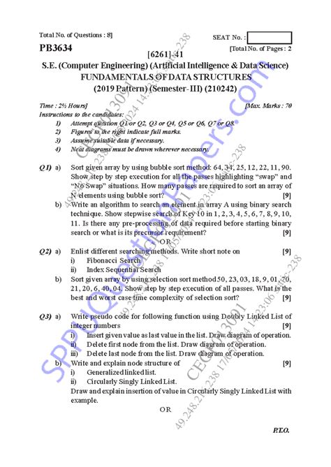 Be Computer Engineering Semester 3 2024 May Fundamentals Of Data Structures Pattern 2019 Total