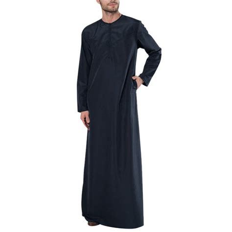 Rinsvye Mens Casual Loose Arab Dubai Robe Long Sleeve Zipper Shirt
