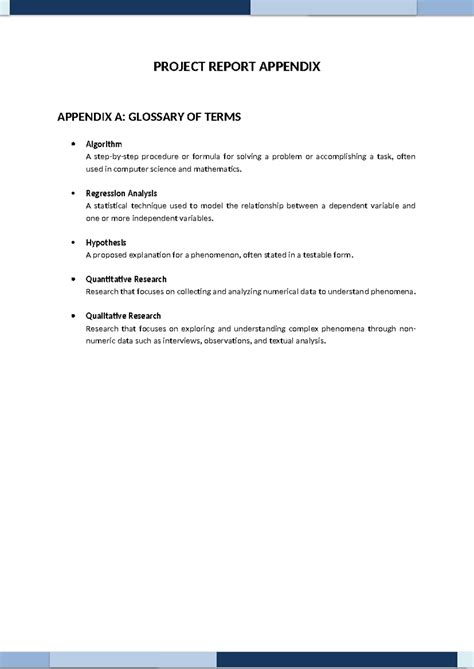 Project Report Appendix Project Report Appendix Appendix A Glossary Of Terms Algorithm A