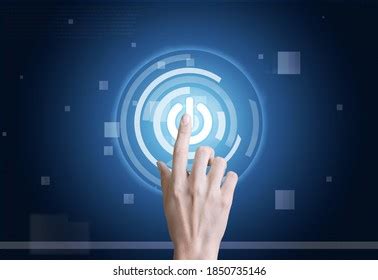 Hand Businessman Pressing Power Button Over Stock Photo Shutterstock