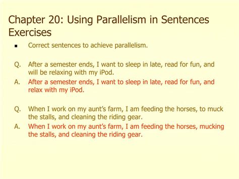 Ppt Chapter 20 Using Parallelism In Sentences Powerpoint Presentation Id 2667488