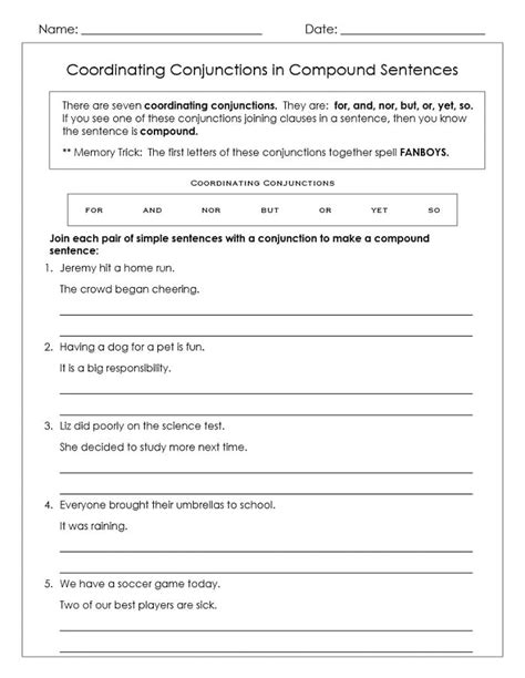 Printable Coordinating And Subordinating Conjunctions Worksheets Free Printable Coordinating And Subordinating Conjunctions Worksheets Free