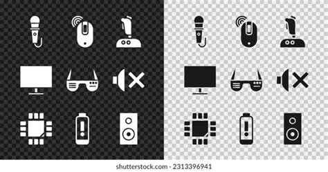Set Microphone Joystick Arcade Machine Processor Stock Vector Royalty