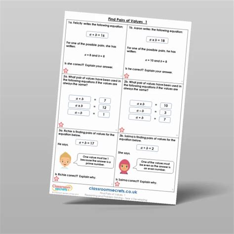 Year 6 Find Pairs Of Values 1 Reasoning And Problem Solving Resource