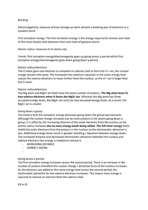 Bonding Notes Bonding Electronegativity Measure Of How Strongly An Atom Attracts A Bodning