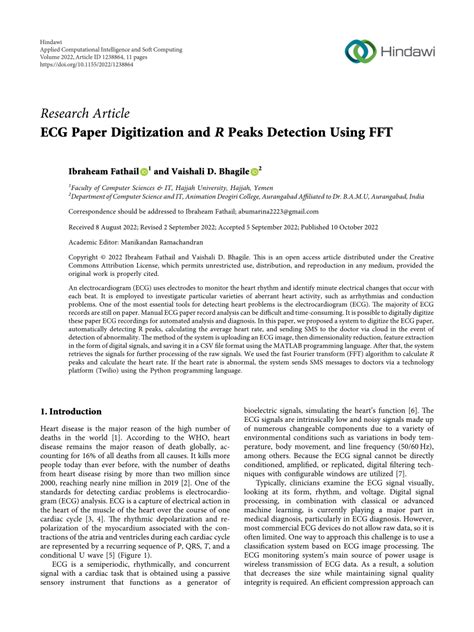 Pdf Ecg Paper Digitization And R Peaks Detection Using Fft