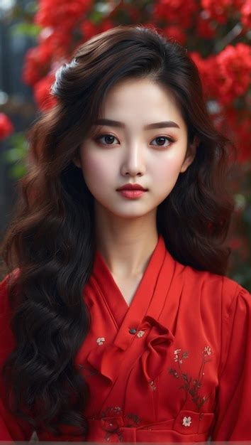 Premium Photo Portrait Of Beautiful Korean Woman On Blur Background