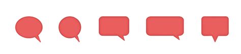 3d 빨간색 말풍선 소셜 미디어 채팅 메시지 아이콘입니다 다양한 모양의 빈 텍스트 거품 주석 대화 풍선 벡터 세트 직사각형 타원으로 다른 모양의 생각 구름 기포에 대한 스톡