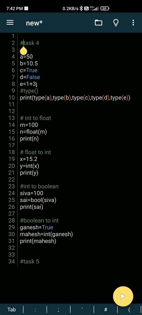 Siva Siva On Linkedin Task 4 Kiran Sagar Checked All Of Datatypes