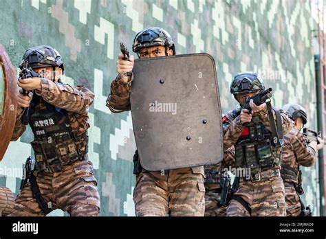 Nanning China January 26 2023 Special Forces Members Of Chinas
