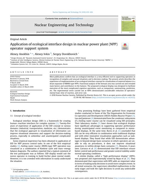 Pdf Application Of Ecological Interface Design In Npp Operator Support System
