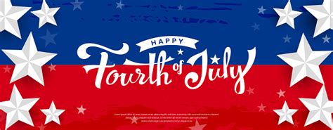 7월 4일 미국 독립기념일 트렌디한 커스텀 핸드 레터링 레드블루 수채화리본이 달린 타이포그래피 디자인 3d 스타를 가진 그런지 배경 브로셔 포스터 또는 배너용 프로모션 광고