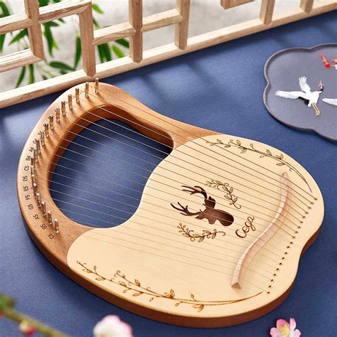 19 string wooden lyre harp resonance box string instrument with tuning
