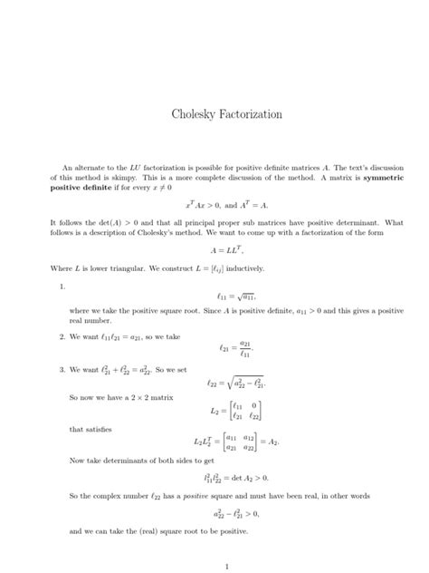 Cholesky 2 Pdf Determinant Matrix Mathematics