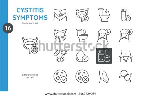 Cystitis Symptoms Icon Set Linear Icons Stock Vector Royalty Free