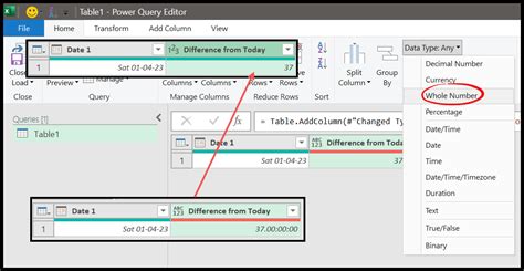 get date difference in power query