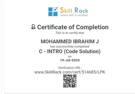 Mohammed Ibrahim J On Linkedin Skillrack C