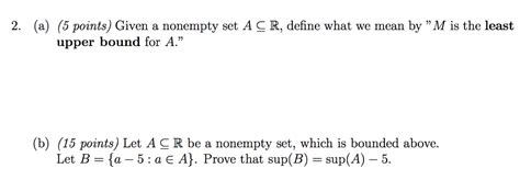 solved 2 a 5 points given a nonempty set a r define