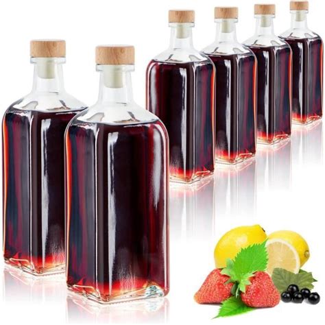 ® 6x Bouteilles En Verre 500 Ml Avec Bouchons Bouteilles Vides Avec Bouchons En Liège