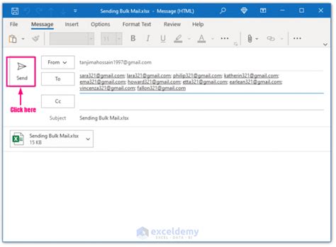 How To Send Bulk Email From Outlook Using Excel 3 Ways Exceldemy