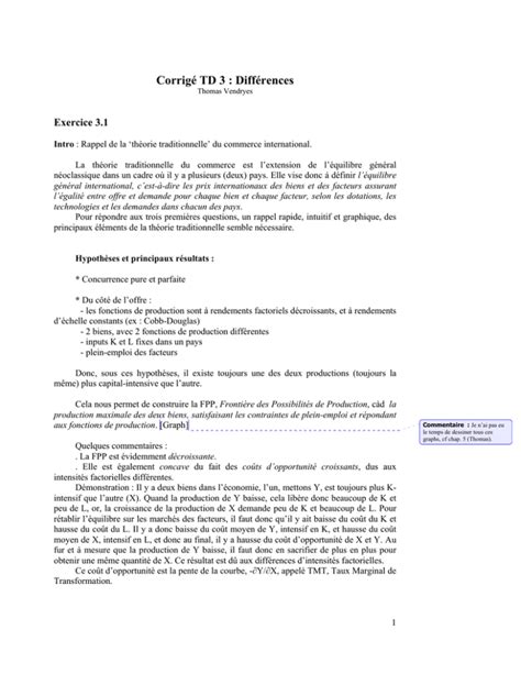Corrigé Td 3 Différences Mst Commerce International