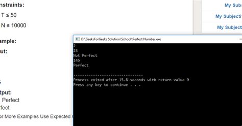 Geeksforgeeks Solution For Perfect Number
