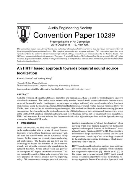 An Hrtf Based Approach Towards Binaural Sound Source Localization Pdf